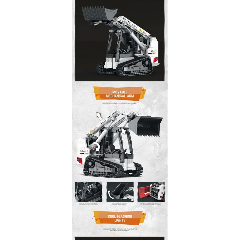 REOBRIX 22004 non MÁY XÚC LẬT BOBCAT bộ đồ chơi xếp lắp ráp ghép mô ...