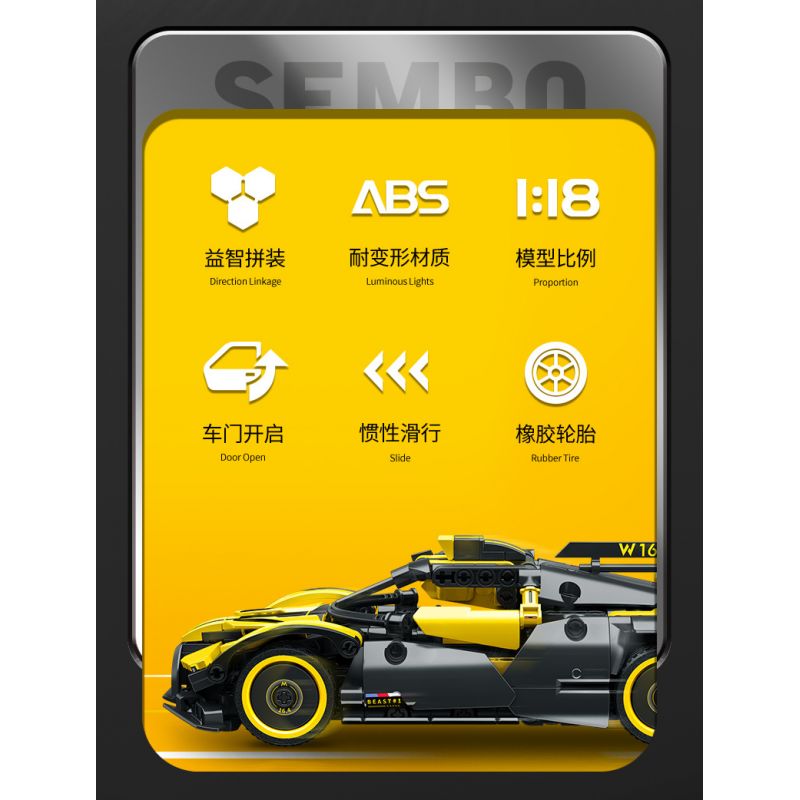 SEMBO 715300 non CƠN LỐC BUGATTI tỷ lệ 1:18 bộ đồ chơi xếp lắp ráp ghép ...