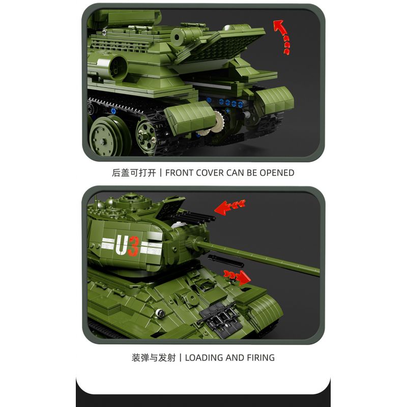 TA GAOLE T4014 4014 non XE TĂNG T34 bộ đồ chơi xếp lắp ráp ghép mô hình Military Army TANK T34 ...