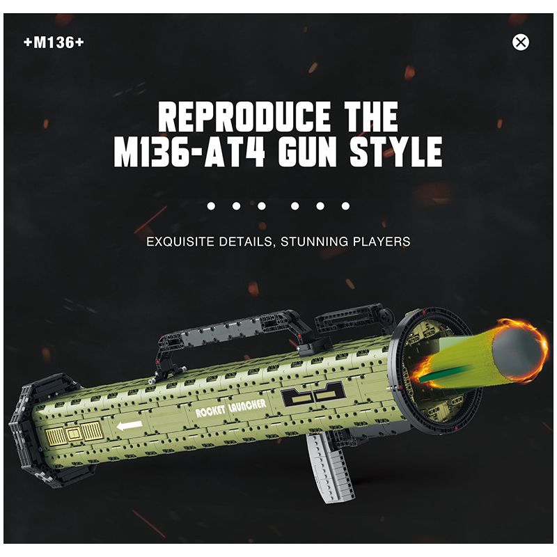 REOBRIX 77027 non SÚNG PHÓNG TÊN LỬA CHỐNG TĂNG AT-4 bộ đồ chơi xếp lắp ráp ghép mô hình ...