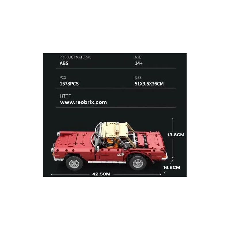 REOBRIX 11005 non CỔ ĐIỂN 280SL bộ đồ chơi xếp lắp ráp ghép mô hình VINTAGE 280SL Kỹ Thuật Công ...