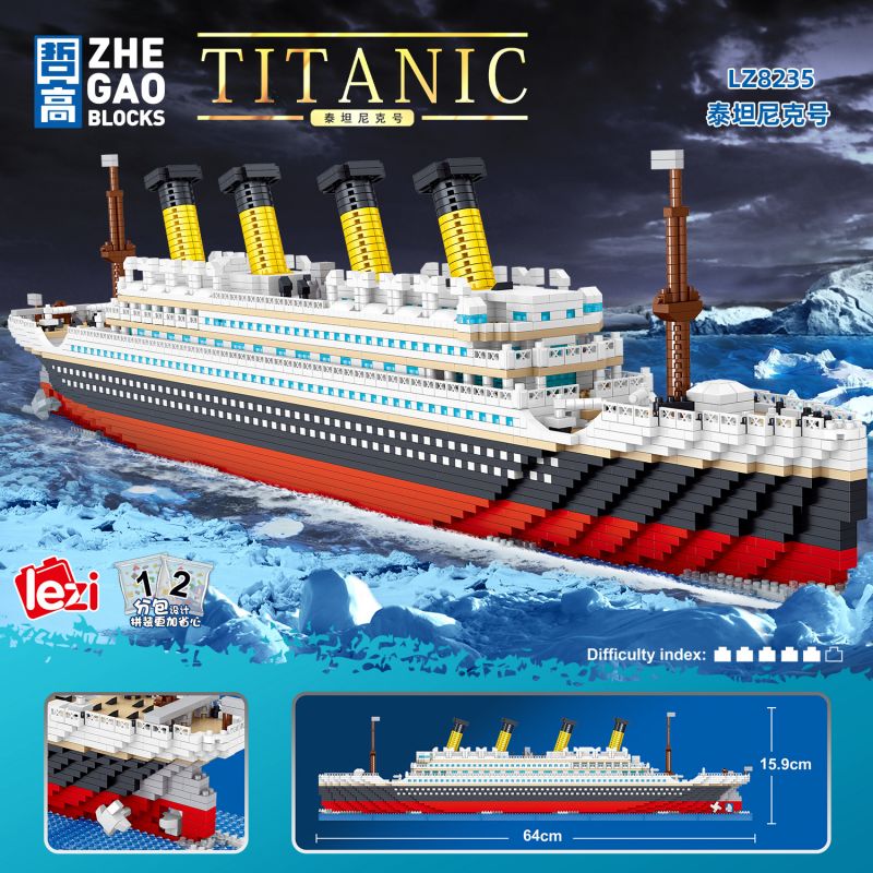 ZHEGAO LZ8235 8235 non TÀU TITANIC bộ đồ chơi xếp lắp ráp ghép mô hình Creator Sáng Tạo 4404 khối