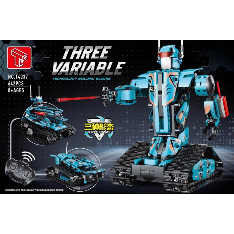 GAOMISI T4037 4037 BA ROBOT BIẾN HÌNH MÀU XANH bộ đồ chơi xếp lắp ráp ...