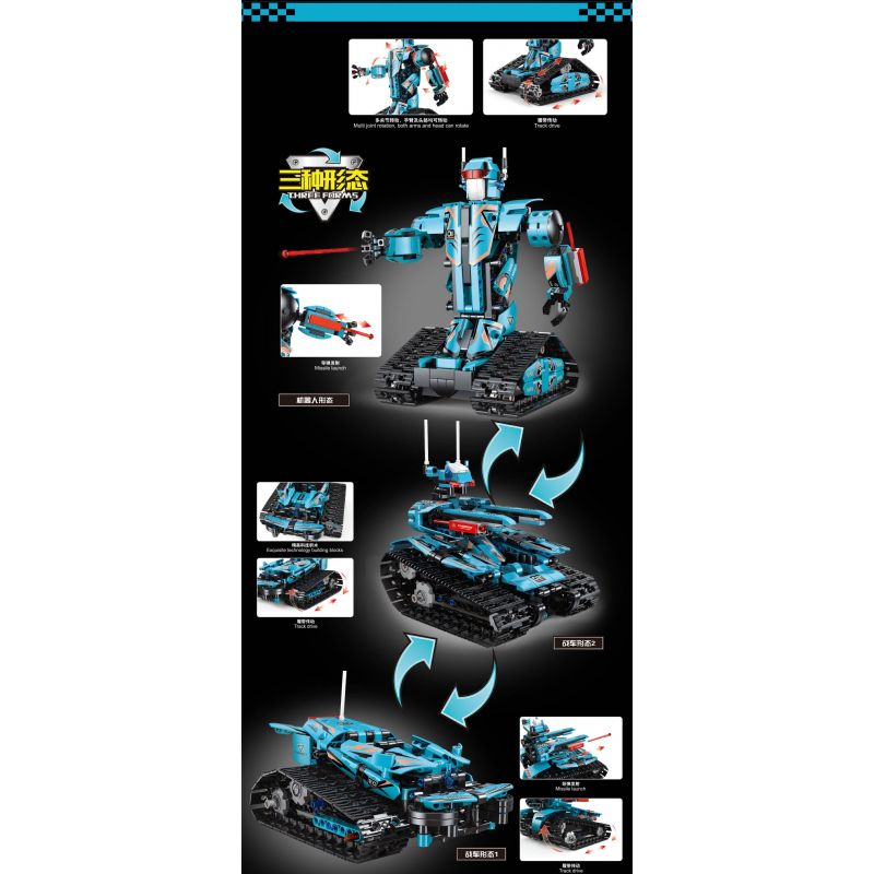 GAOMISI T4037 4037 BA ROBOT BIẾN HÌNH MÀU XANH bộ đồ chơi xếp lắp ráp ...