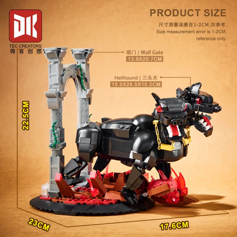 DK 7044 CHÓ BA ĐẦU CỔNG ĐỊA NGỤC bộ đồ chơi xếp lắp ráp ghép mô hình HELLHOUND 820 khối