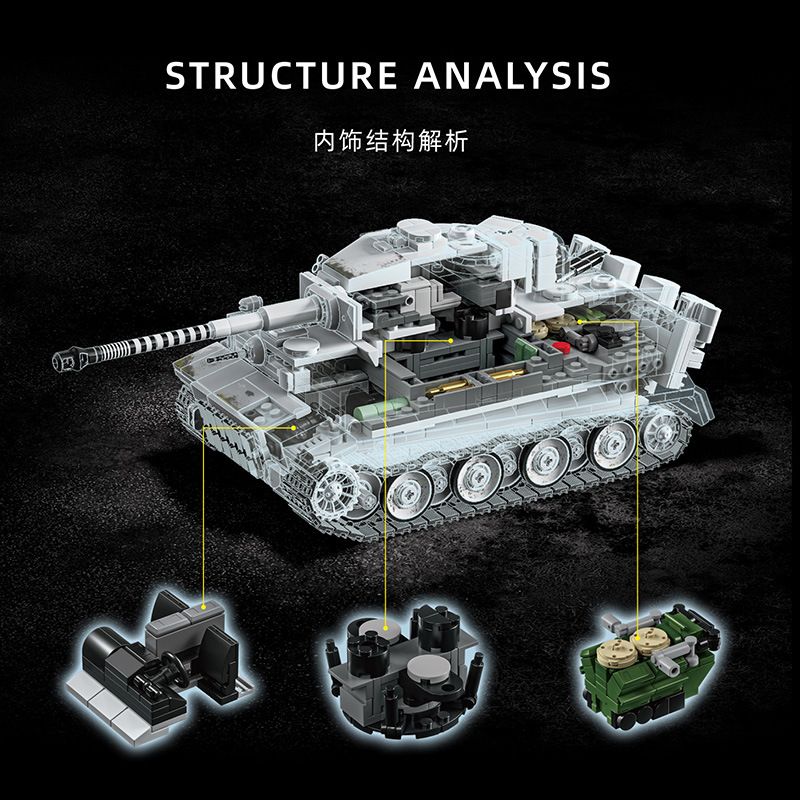 12GO 97012 97015 TIGER TANK S04 SỐ 1322 1:28 bộ đồ chơi xếp lắp ráp ...