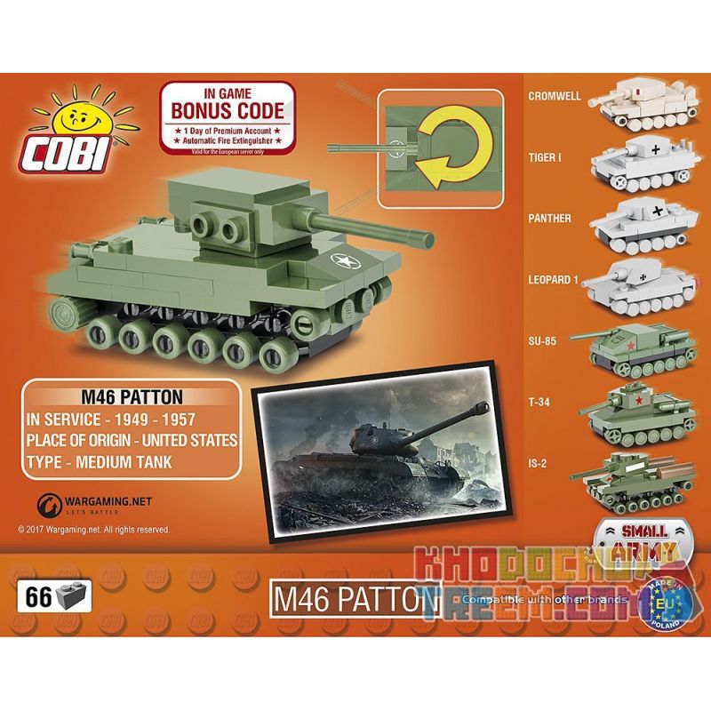 COBI 3027 non XE TĂNG NHỎ M46 PATTON bộ đồ chơi xếp lắp ráp ghép mô ...