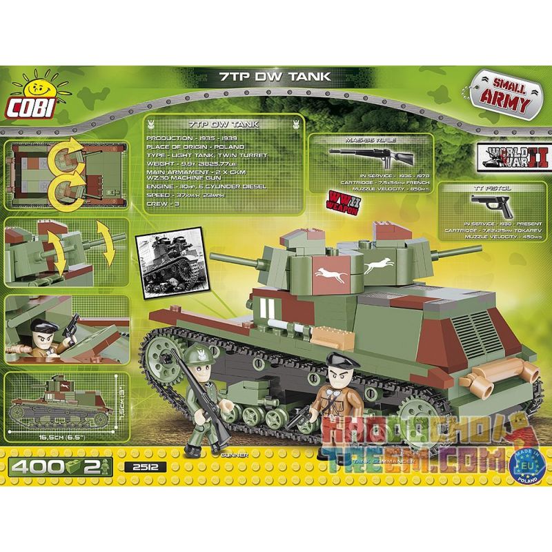COBI 2512 2512 Xếp hình kiểu Lego MILITARY ARMY 7TP DW Tank Bể 7TP DW ...