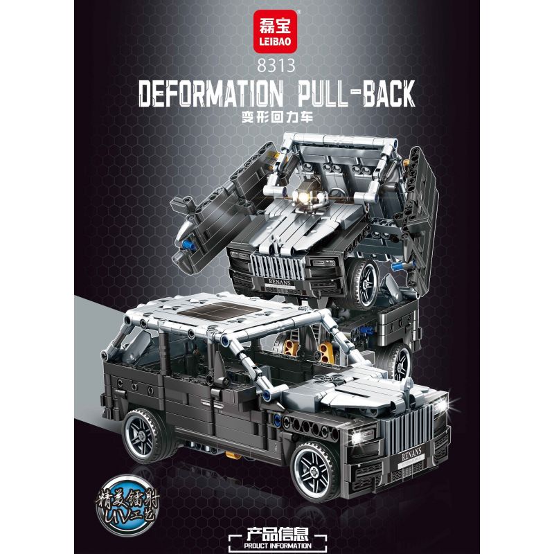 LEIBAO 8313 non XE KÉO BIẾN HÌNH MÀU XÁM bộ đồ chơi xếp lắp ráp ghép mô hình DEFORMATION PULL ...