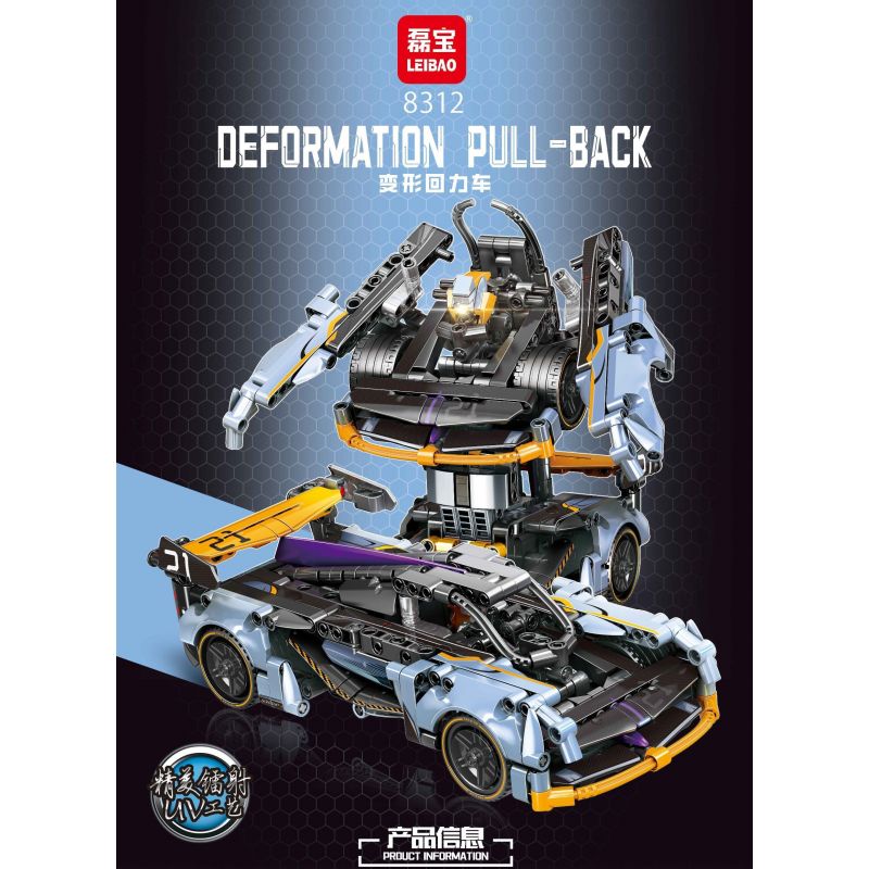 LEIBAO 8312 non XE KÉO BIẾN HÌNH bộ đồ chơi xếp lắp ráp ghép mô hình DEFORMATION PULL-BACK Kỹ ...