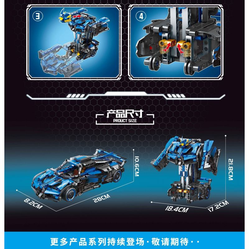 LEIBAO 8311 non XE PULL BACK BIẾN HÌNH MÀU XANH bộ đồ chơi xếp lắp ráp ghép mô hình DEFORMATION ...