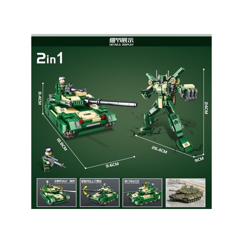 MINGDI 9007 non XE TĂNG CHIẾN ĐẤU CHỦ LỰC K2 PANTHER bộ đồ chơi xếp lắp ...