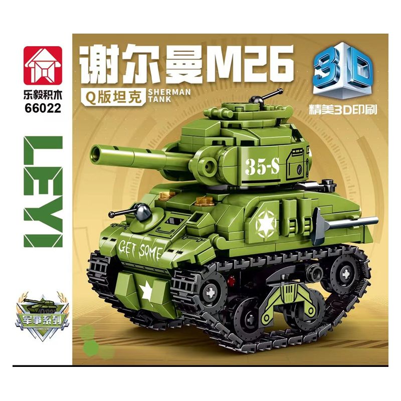 LEYI 66022 non XE TĂNG PHIÊN BẢN Q SHERMAN bộ đồ chơi xếp lắp ráp ghép ...